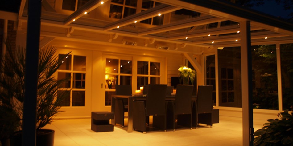 Terrasoverkapping met ingebouwde verlichting Ambiance